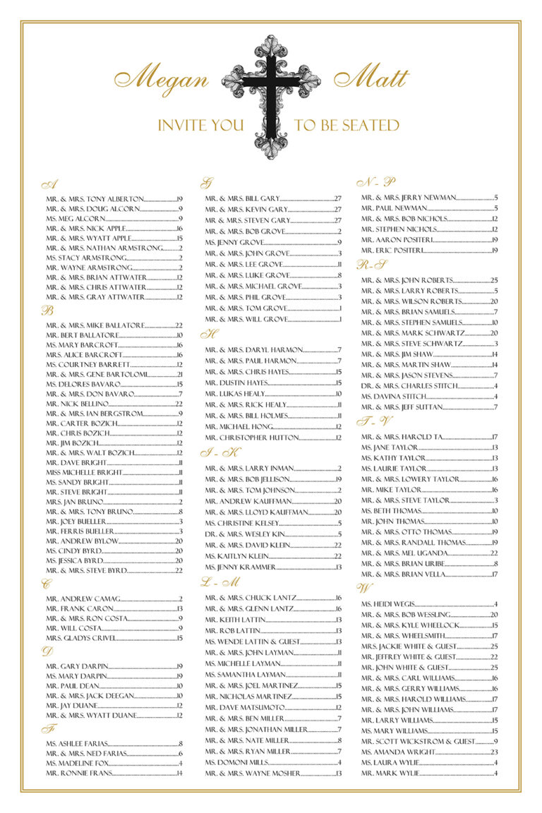 Cross Seating Chart