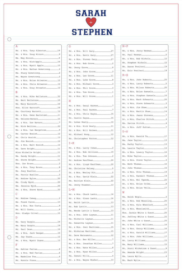 Teacher Seating Chart